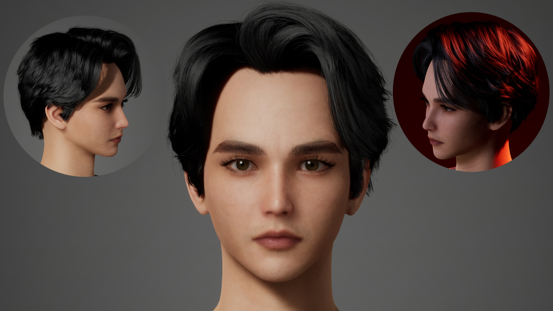 Editable MetaHuman Male Short Middle Part Hair.Only the hair, no ...