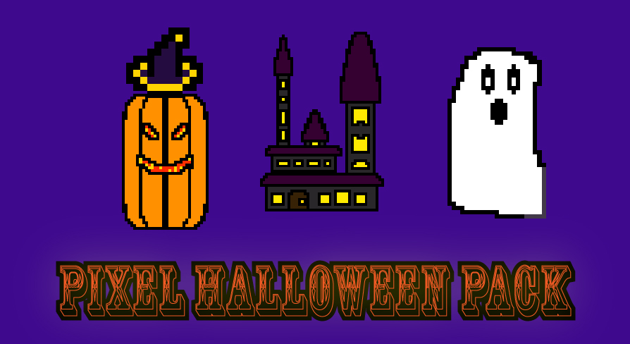 Pixel Halloween Pack (77 Hand-Painted Images) | Fab
