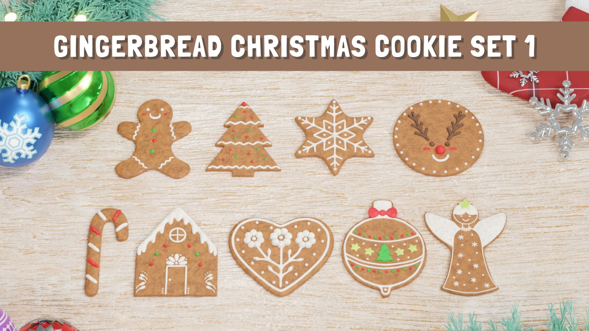 Gingerbread Christmas Cookies Set 1 | Fab
