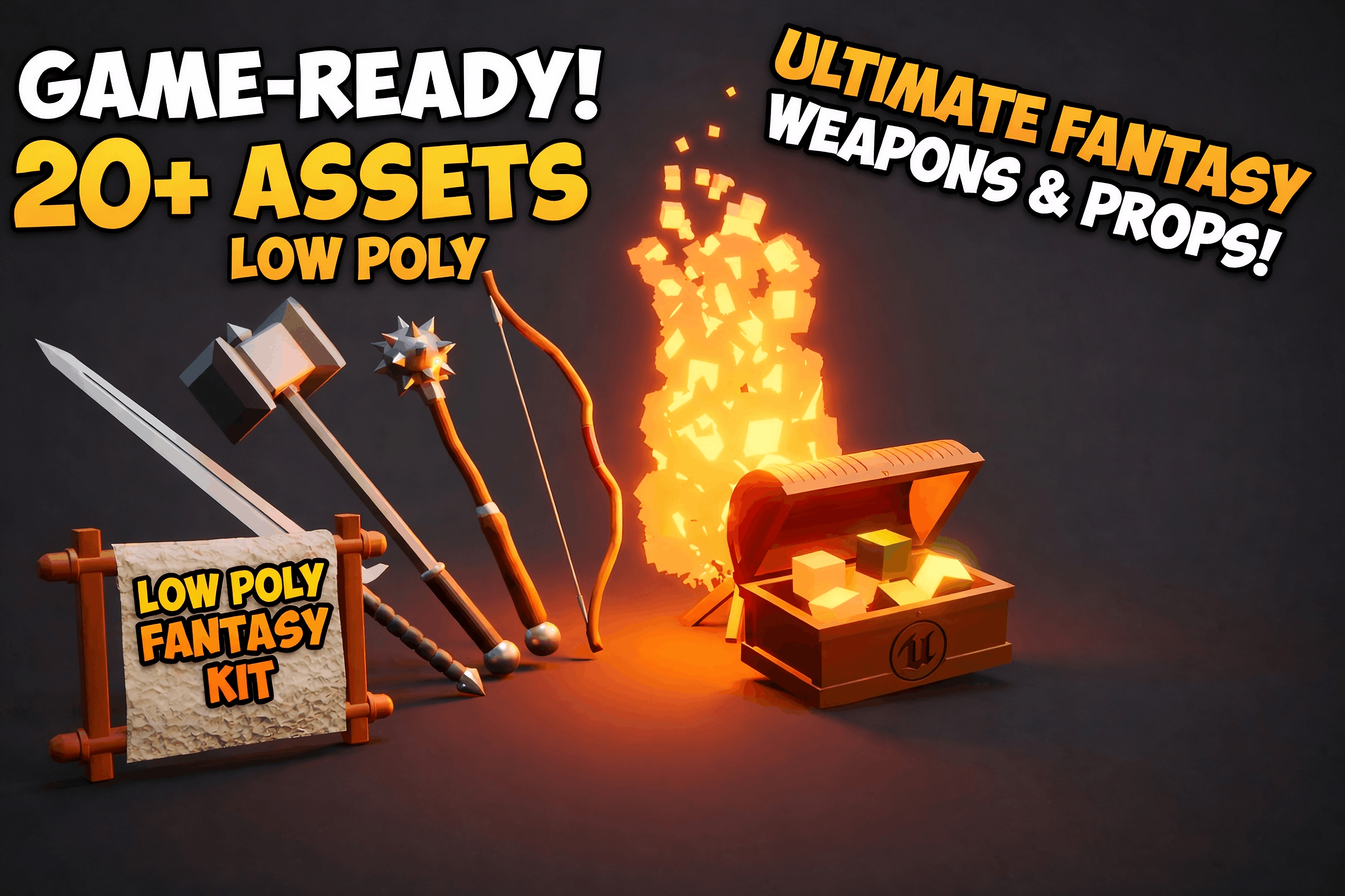 Low Poly Medieval Weapons & Environment Props | Fab