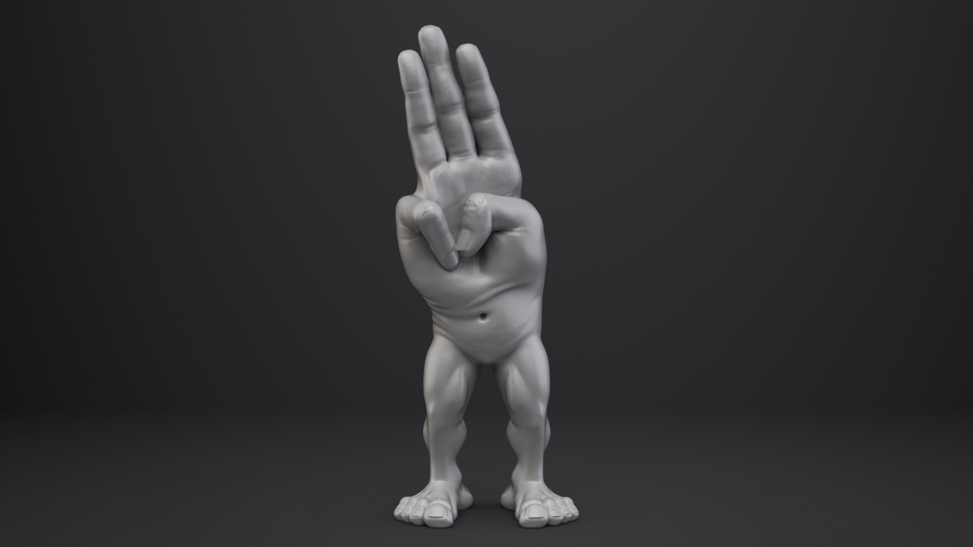Hand Monster Character - Three Finger Salute Hand Gesture | Fab