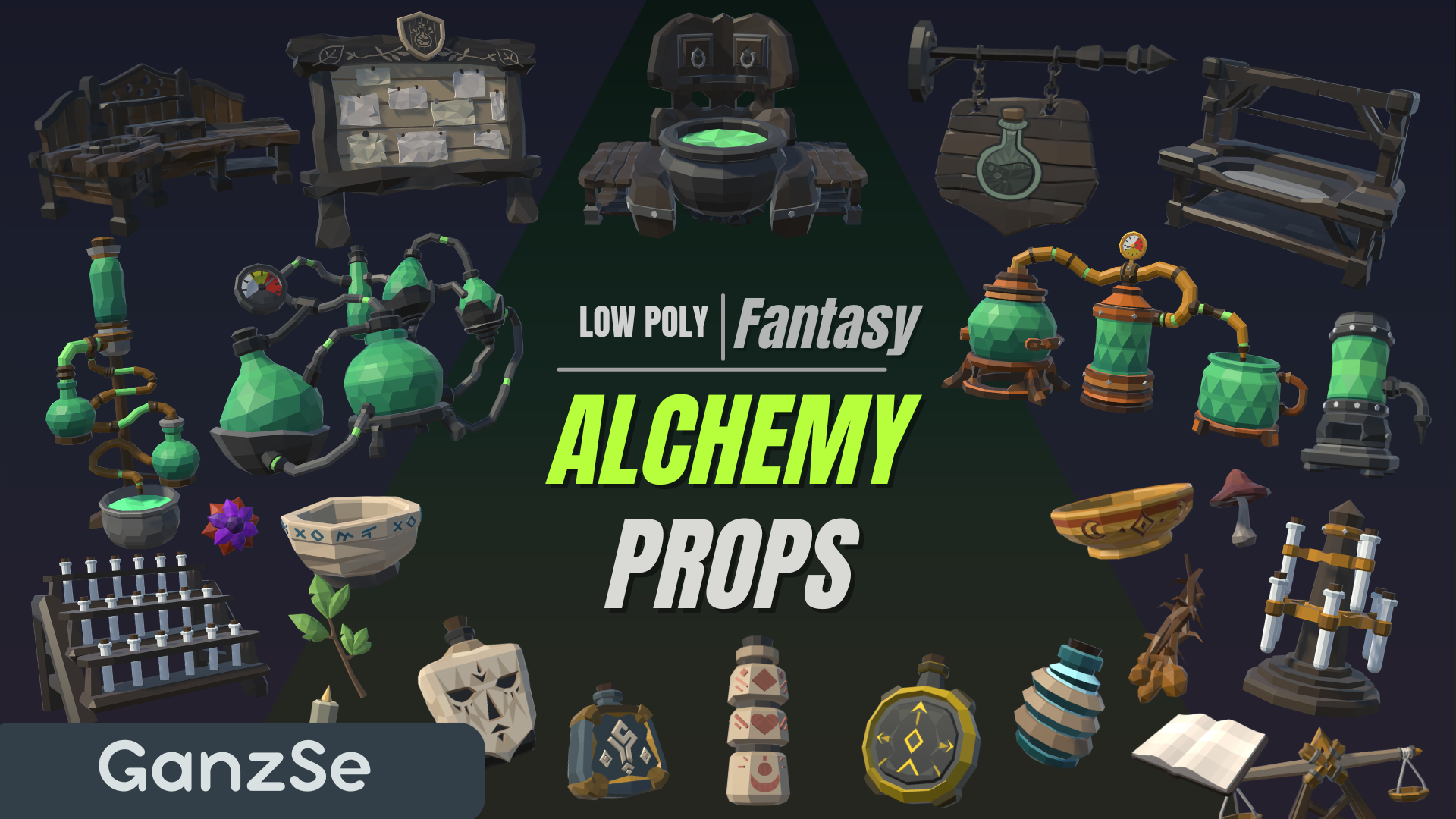 GanzSe Alchemy - Fantasy Low Poly Props | Fab