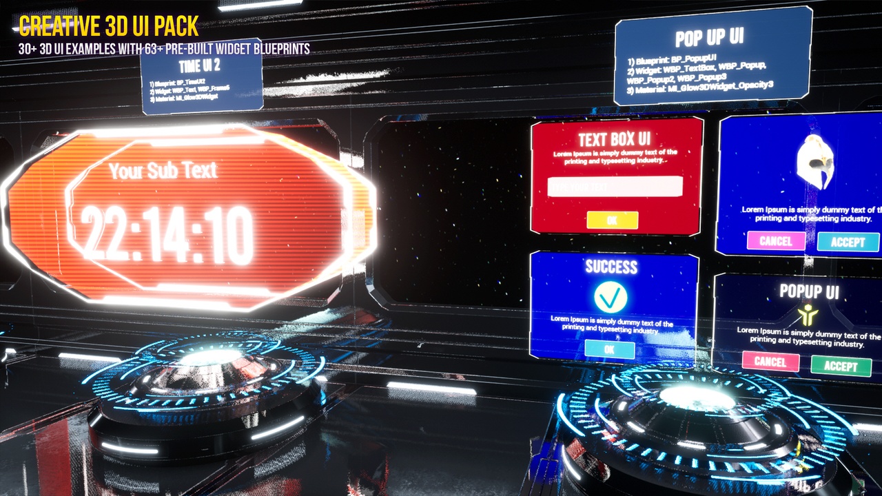 Interactive and Customizable 3D UI Pack