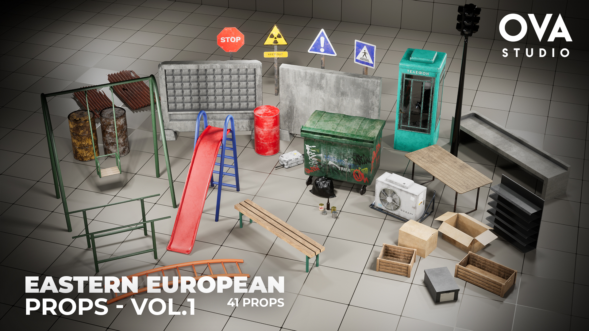 Eastern European Urban Assets Pack Vol.1 – 41 Realistic Props | Fab