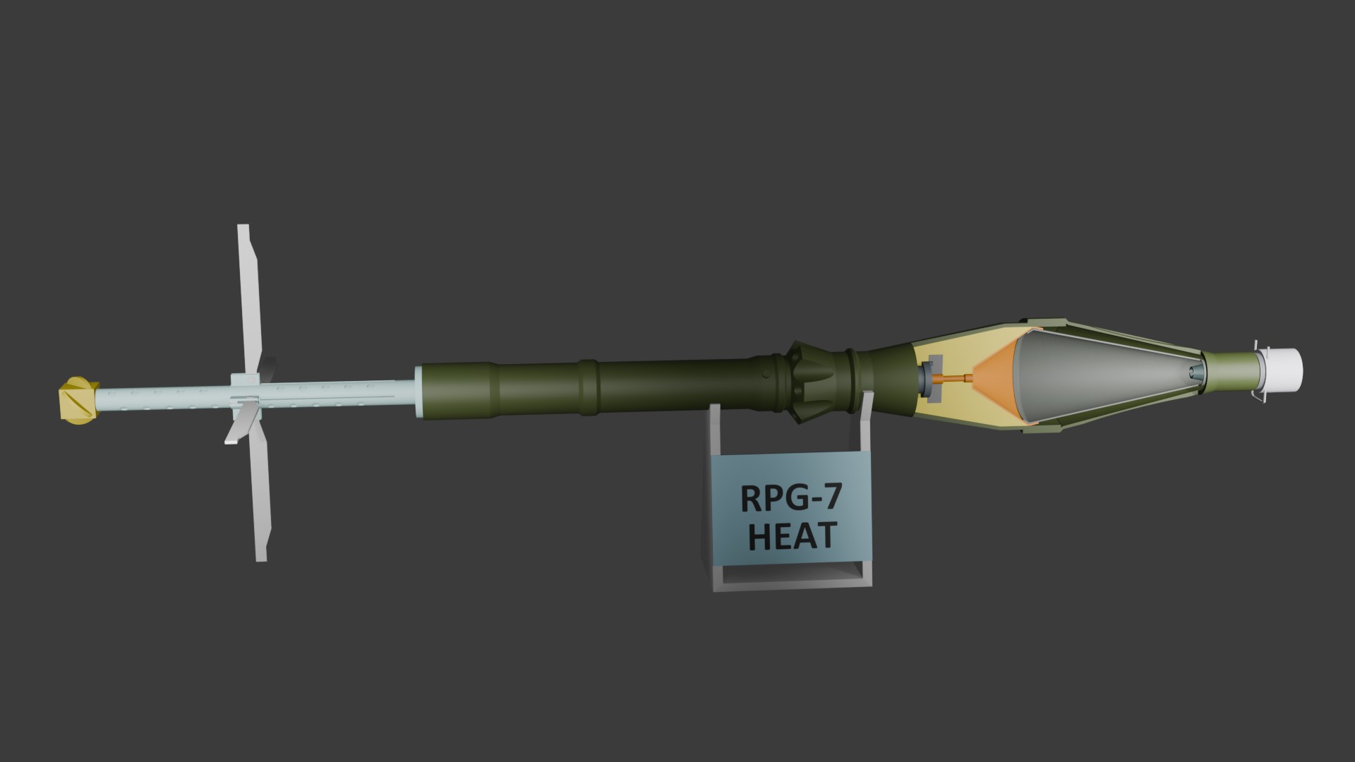 Russian RPG-7 HEAT warhead with cutaway version 3D Printer ready. | Fab