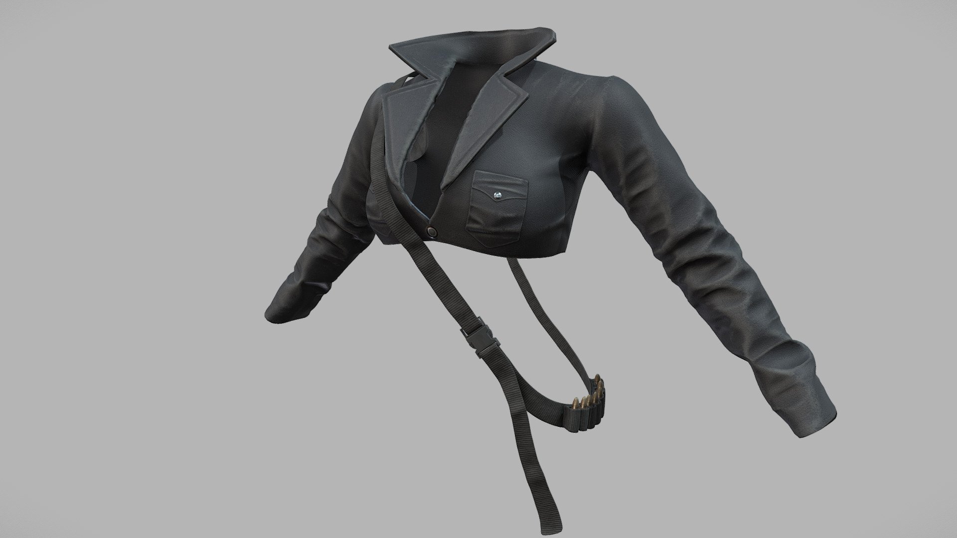 Female Sci-fi Fantasy Tacital Combat Crop Jacket with Ammo Belt | Fab