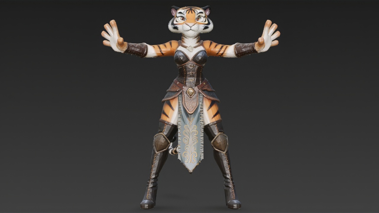 Cartoon Fantasy Female Tiger Adventurer | Fab