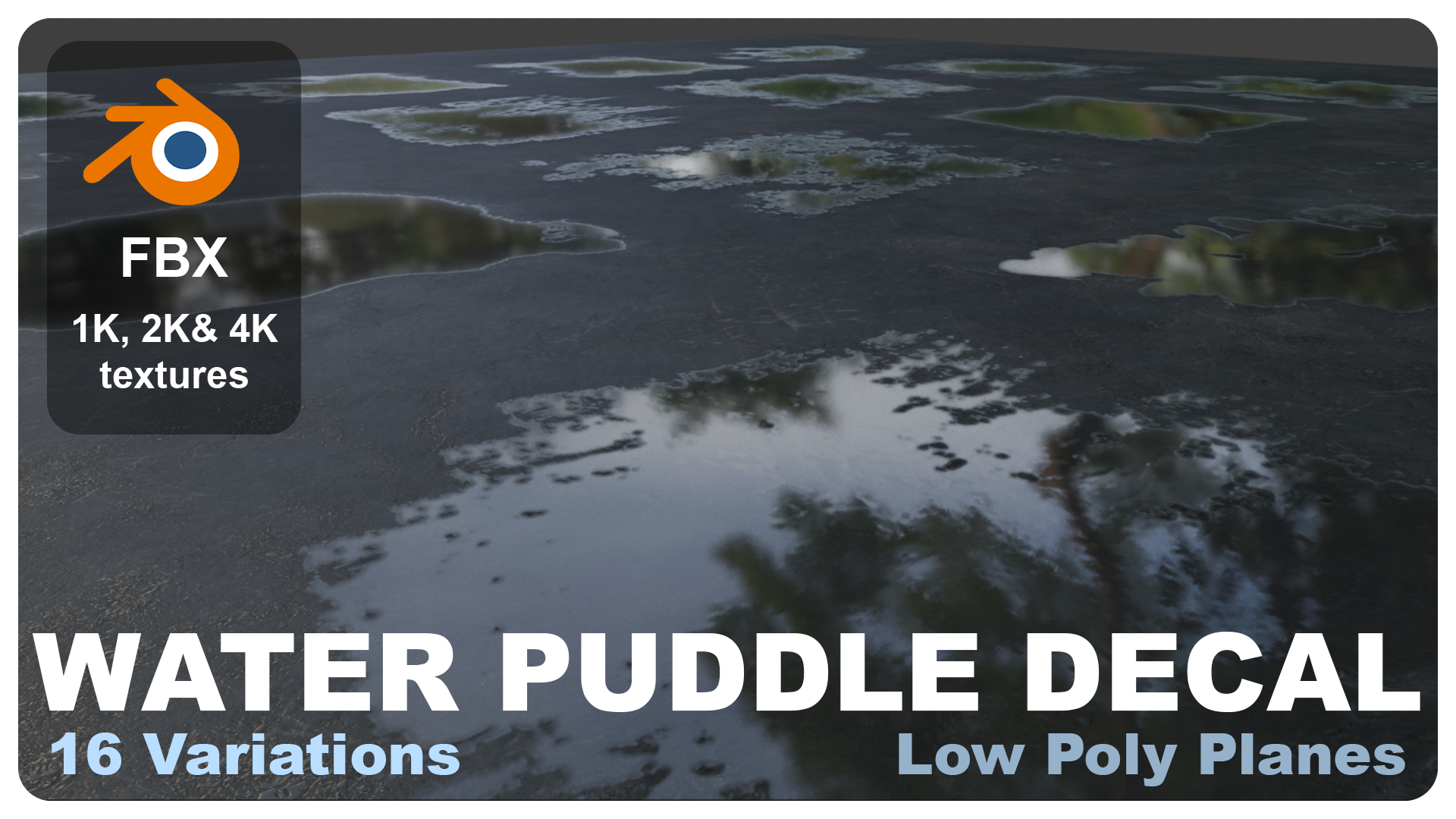 16 Water Puddle Decal Low Poly Planes | Fab