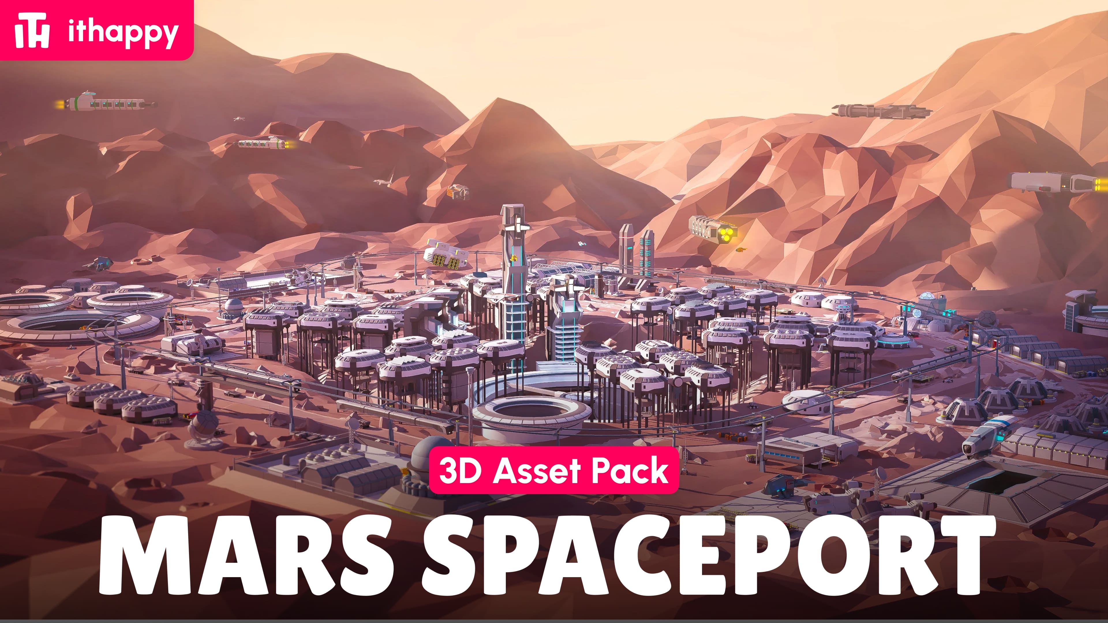Mars Spaceport - Low Poly 3D Models Pack | Fab