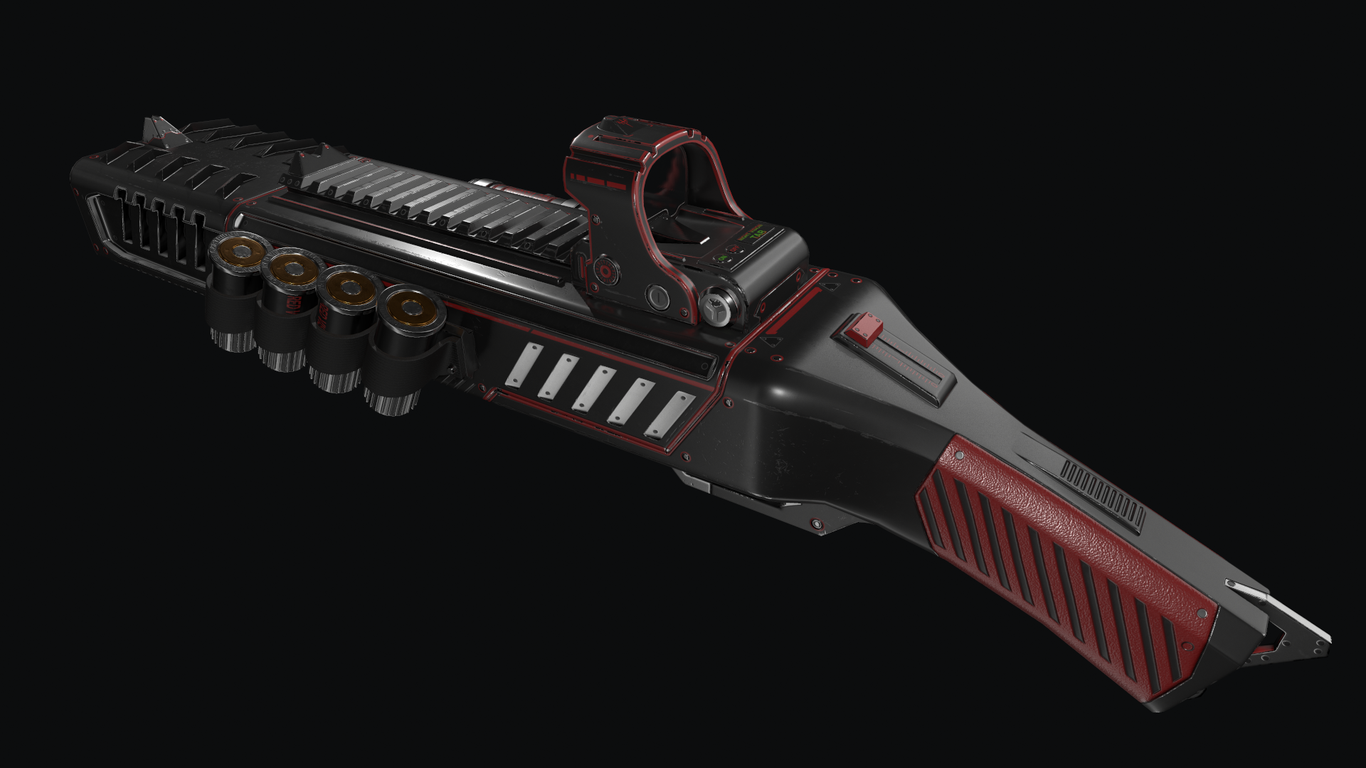 Futuristic Double Barrel Shotgun