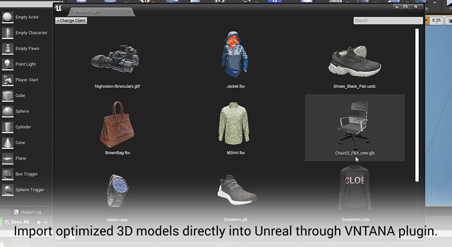 VNTANA 3D Model Unreal Plugin