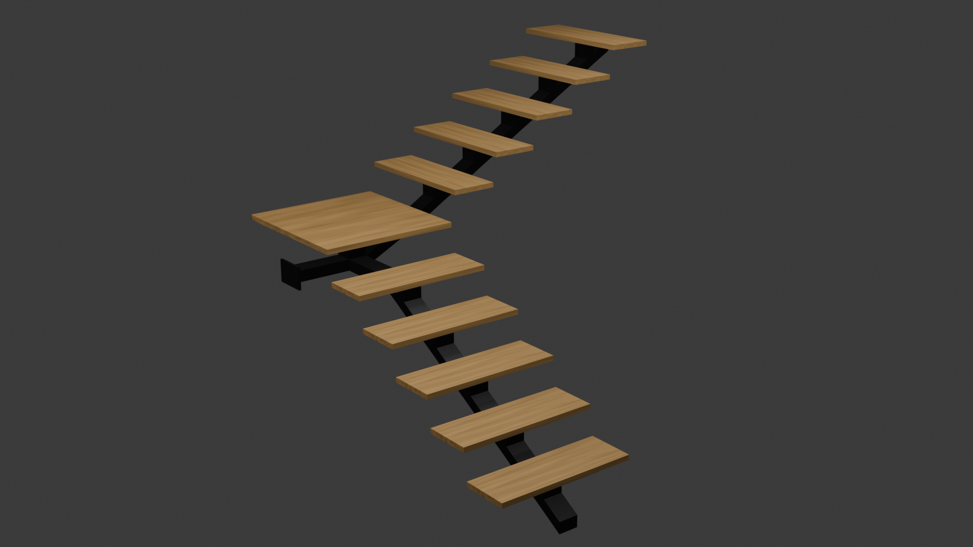 木质楼梯 Wooden staircase（blender+fbx） | Fab