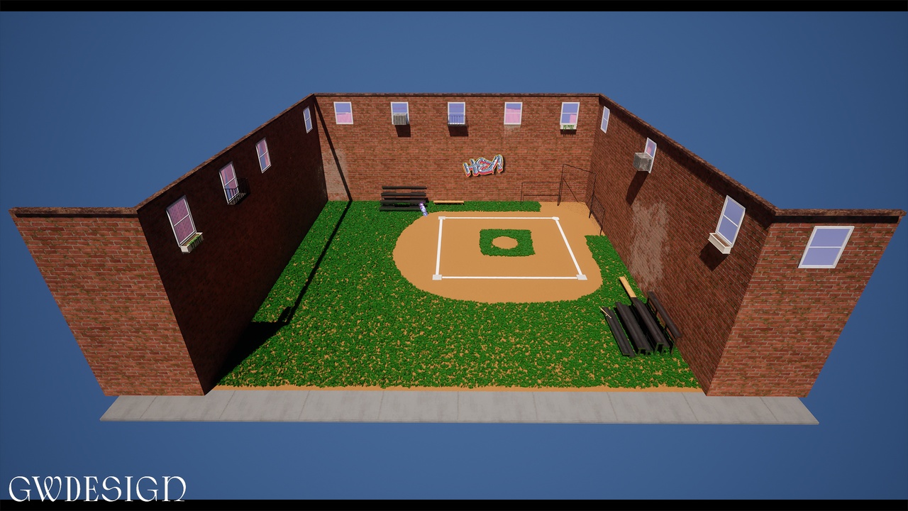 Low Poly Corner Lot Baseball Field | Fab