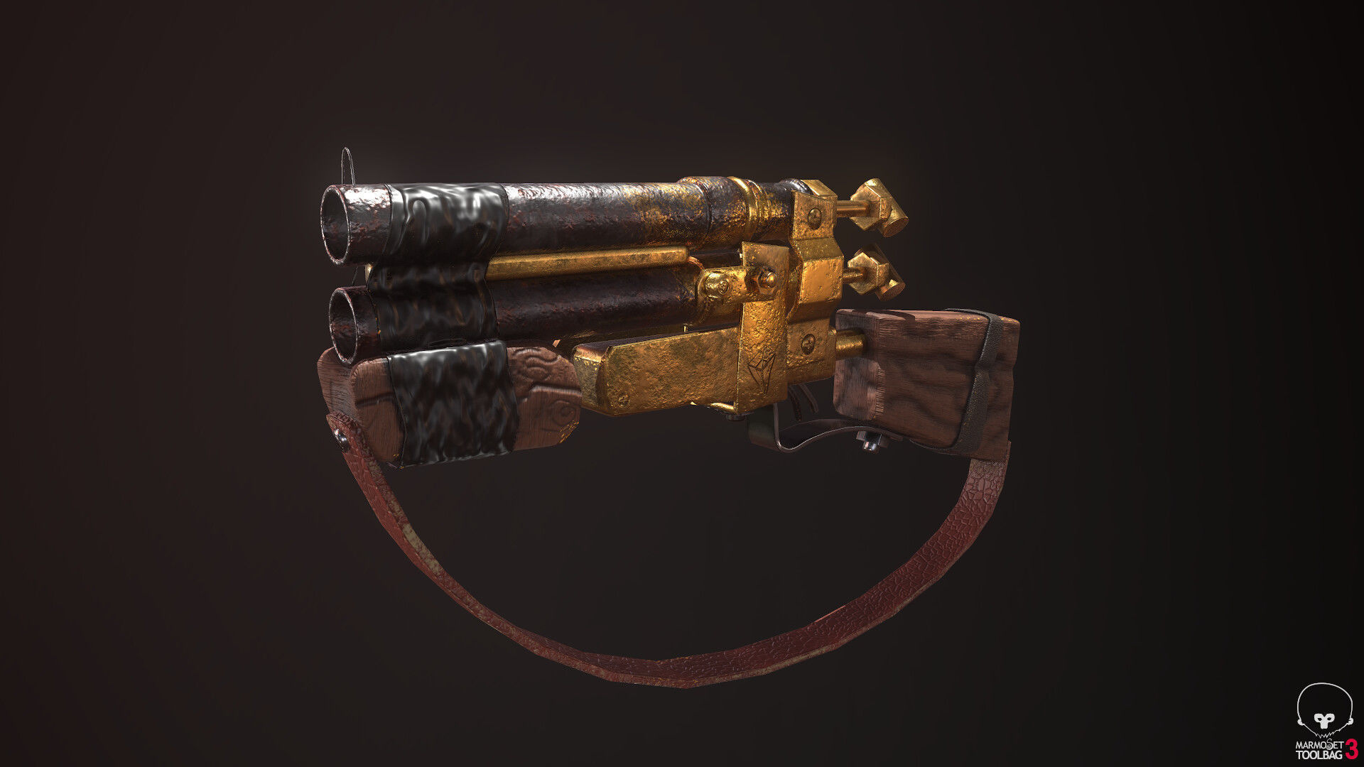 Mini Gold Shotgun - Game Ready Low Poly PBR 3D Model | Fab
