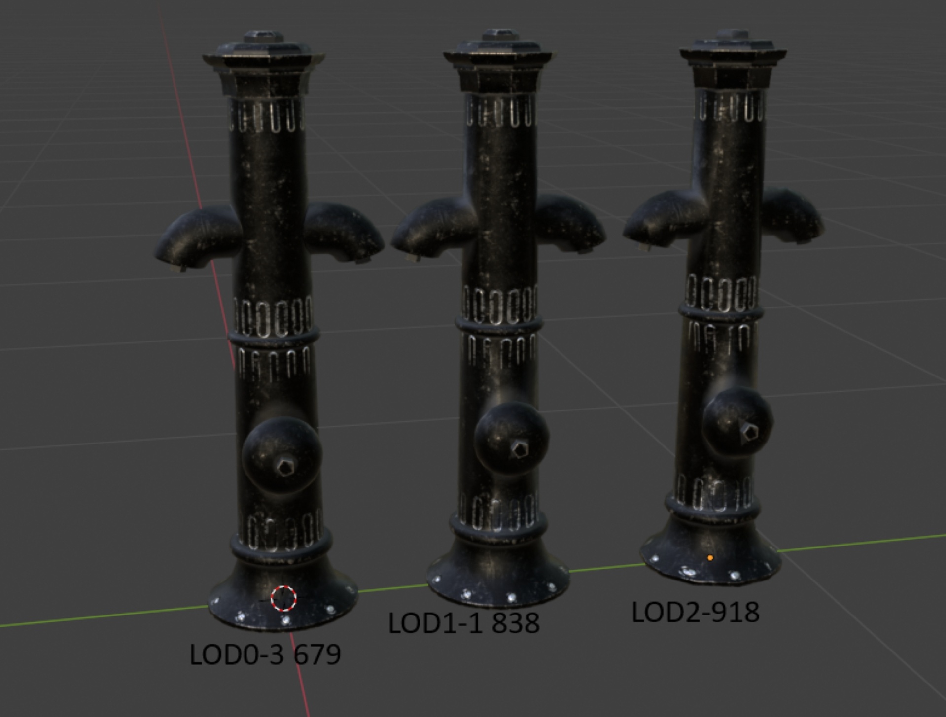 Vintage Cast Iron Fire Hydrant - 4K PBR with LODs (4 Variations) | Fab