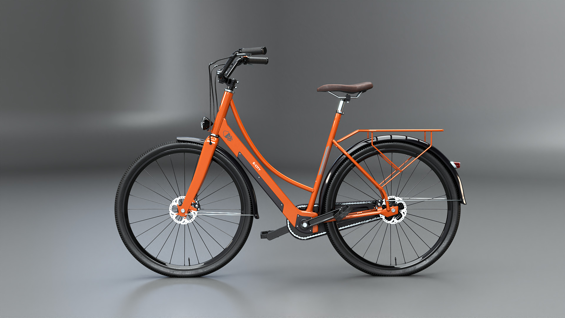 Realistic 3D Model of Orange Dutch City Electric Bicycle PBR Textured | Fab