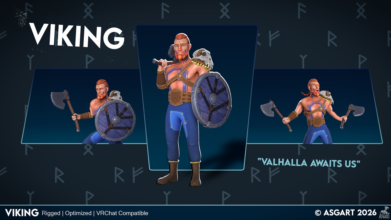 Stylized Viking Warrior - 3D Character - VRChat Ready | Fab