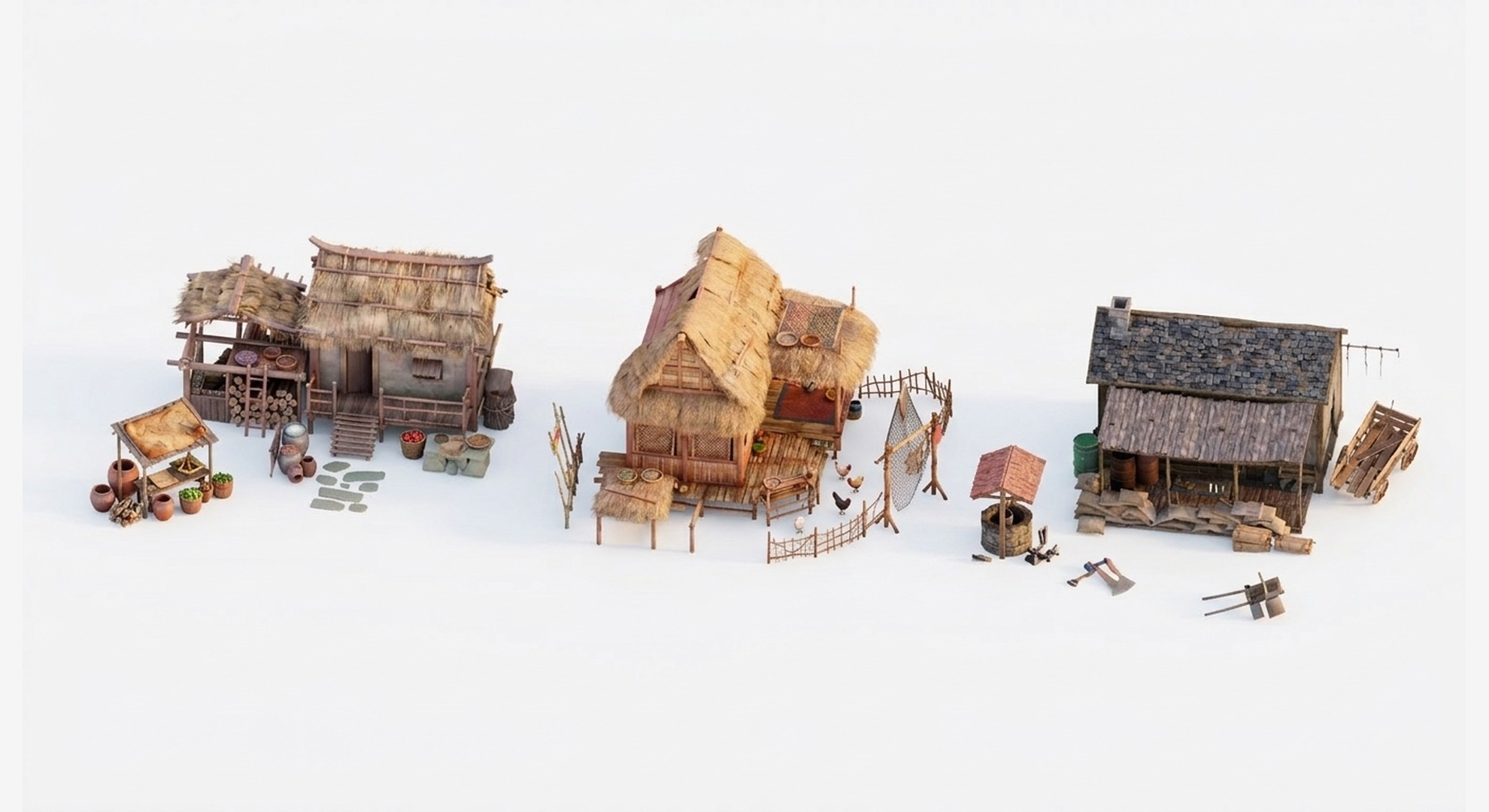 Medieval Village Houses Pack – Stylized Rural Buildings Environment | Fab