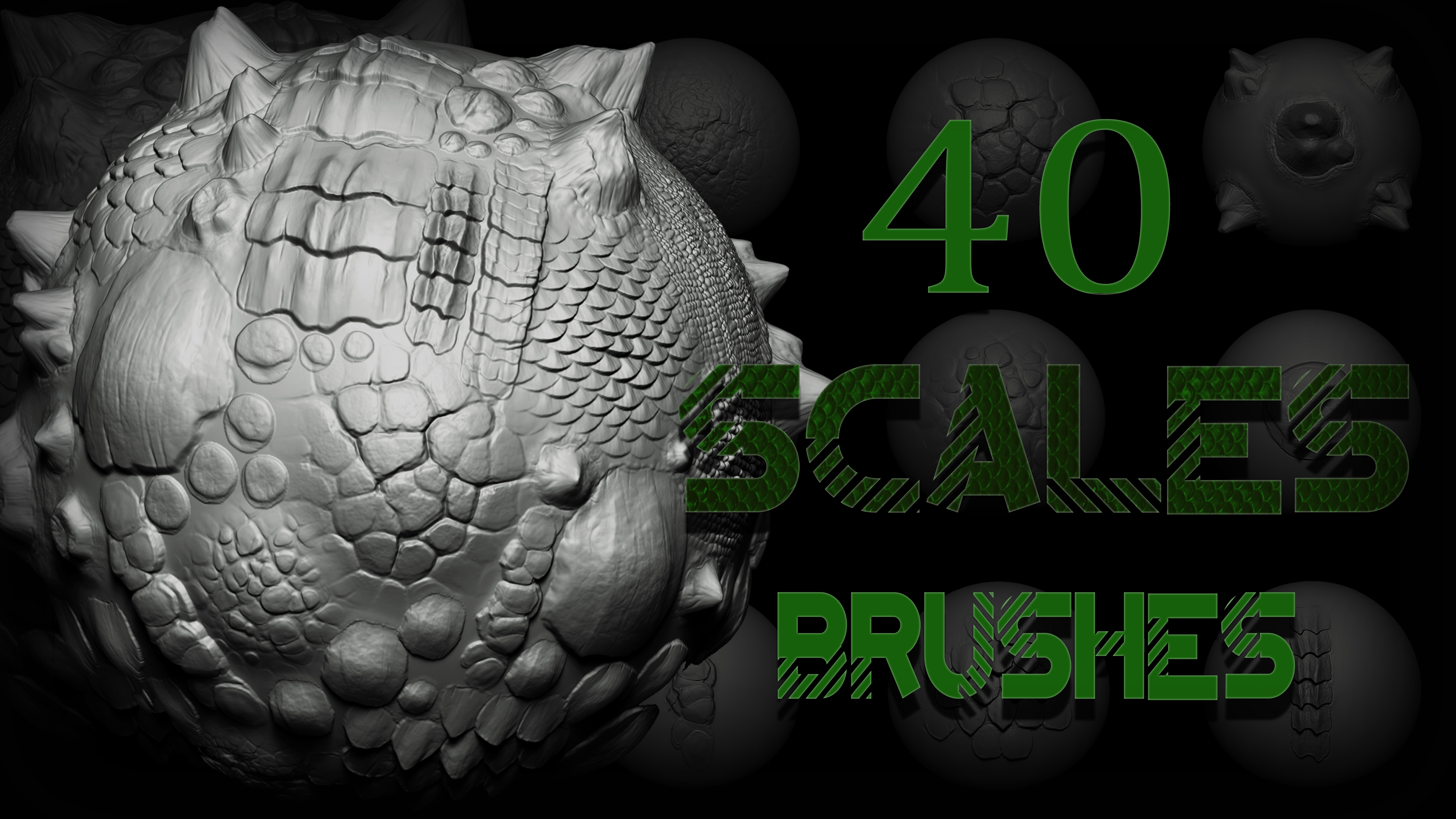 40 Dragon and Reptile Scales Brush + Alphas | Fab