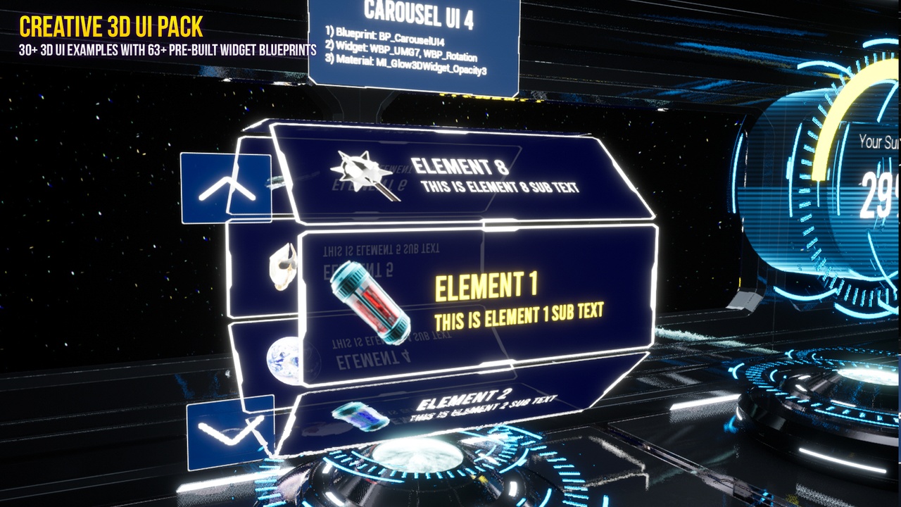 Interactive and Customizable 3D UI Pack