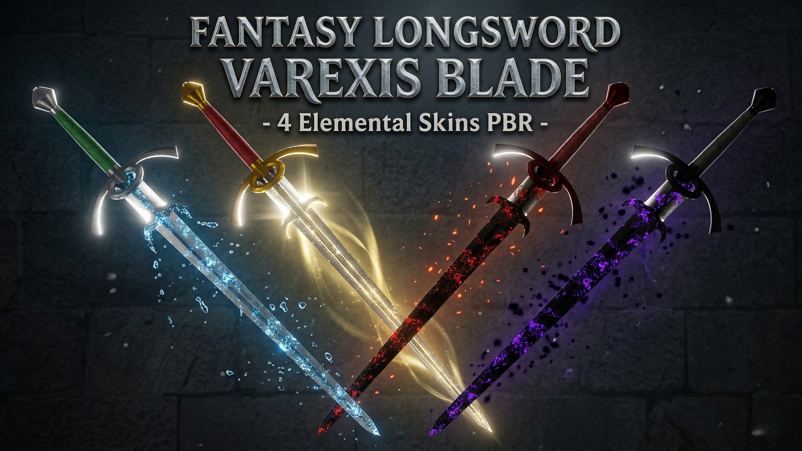 Fantasy Longsword Varexis Blade - 4 Skins PBR Game Ready | Fab