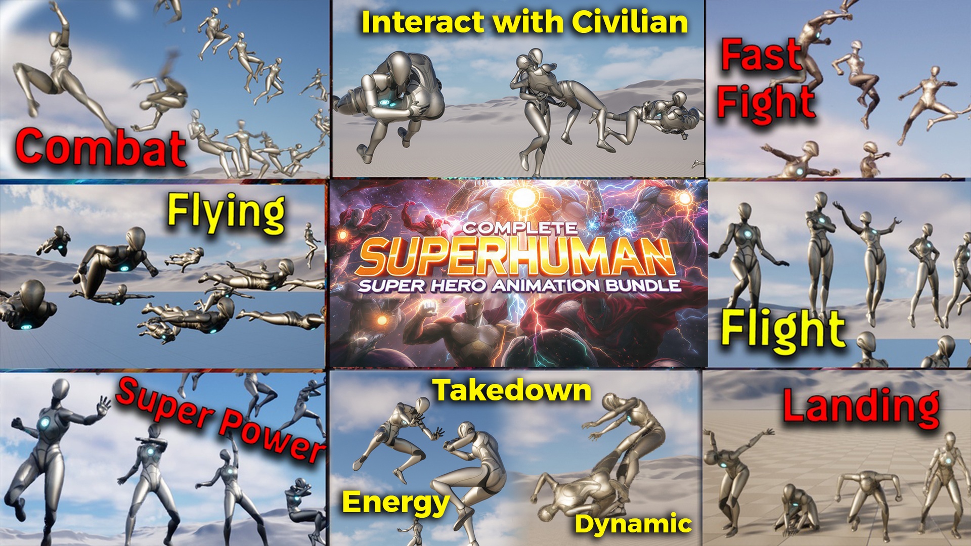 Ultimate Superhero Complete Animations Bundle | Fab