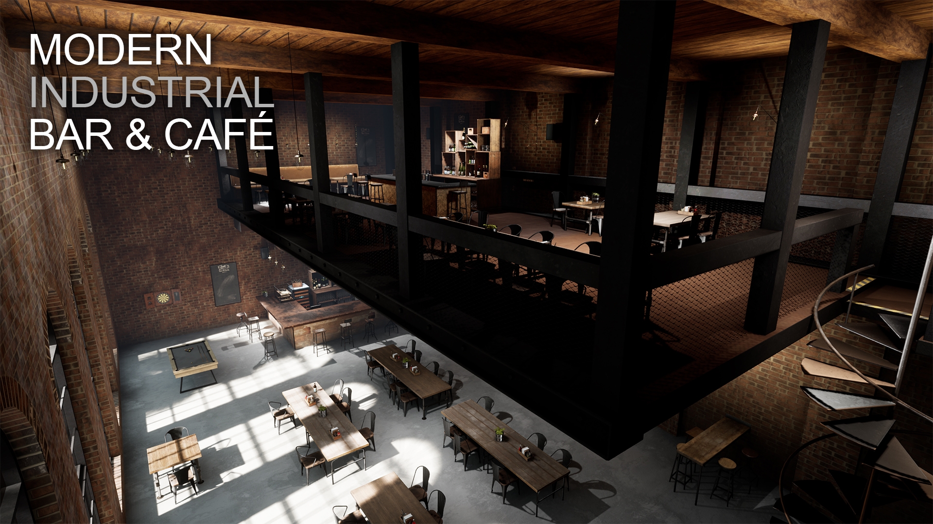 Modern Industrial Bar Design Of Modern Bar Counter In Cafe · Free