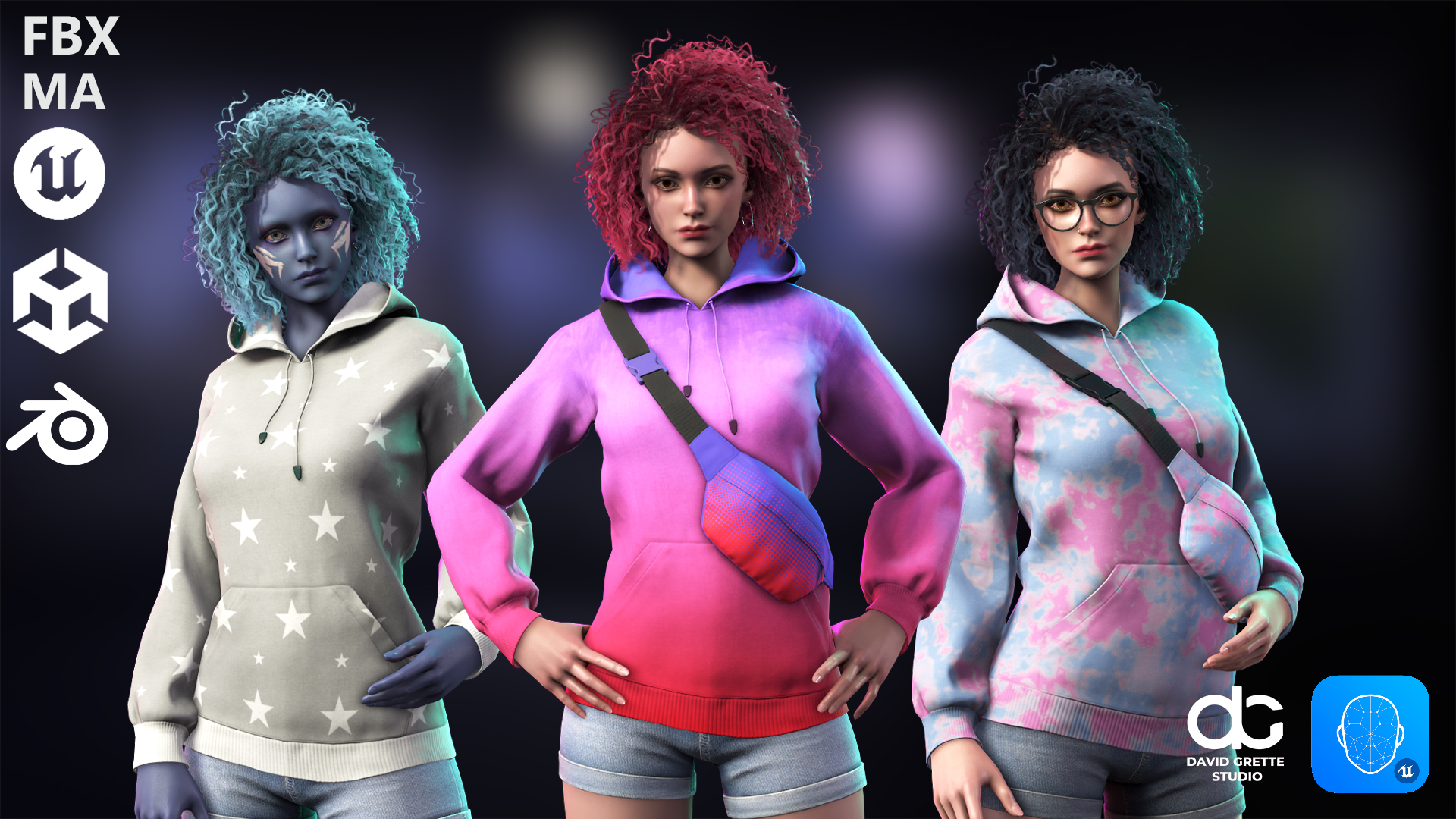 Streetwear Girl 1 (4) -Casual Wear Girls Pack 2, Stylized Cute Woman ...