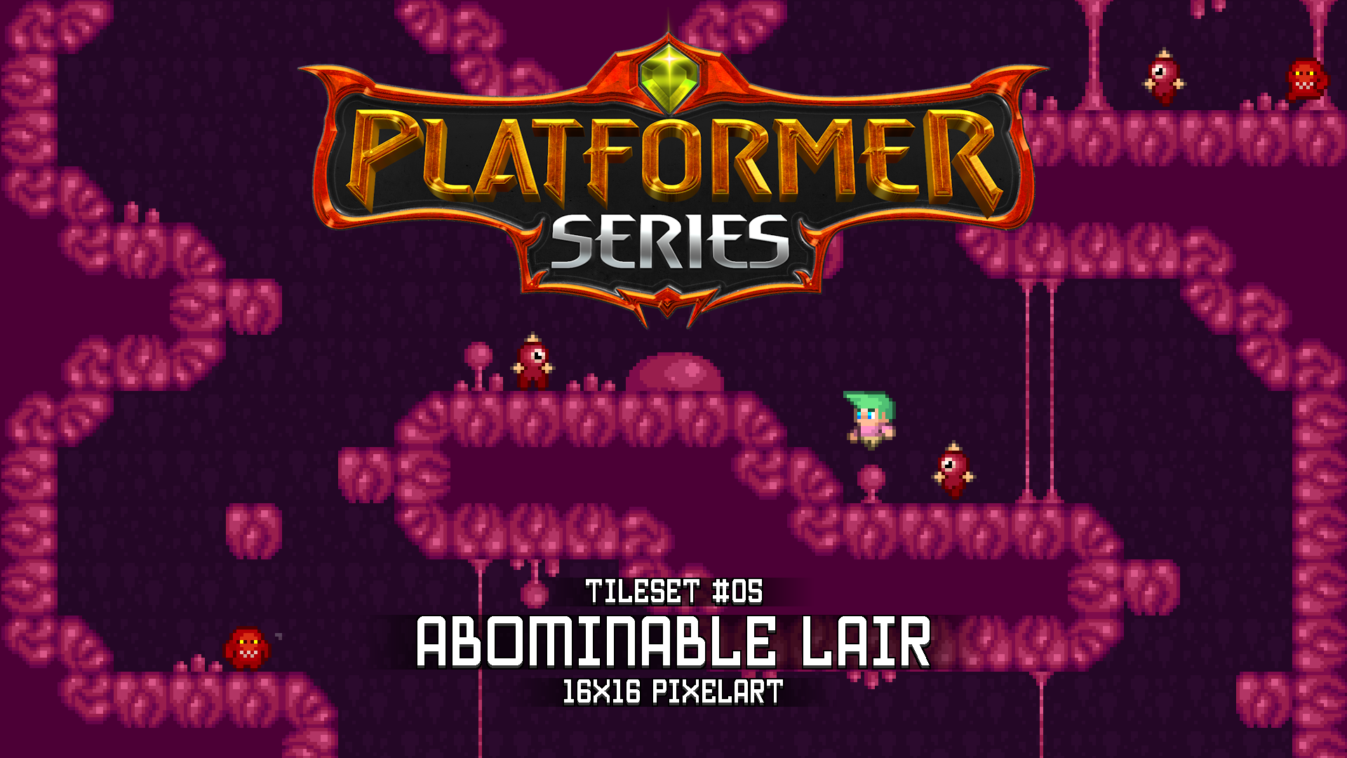 2D Platformer Abominable Lair Tileset 16x16 Pixelart | Fab