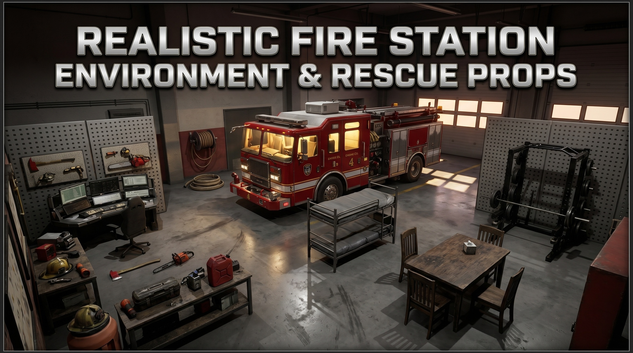 Realistic Fire Station Environment & Rescue Props | Fab