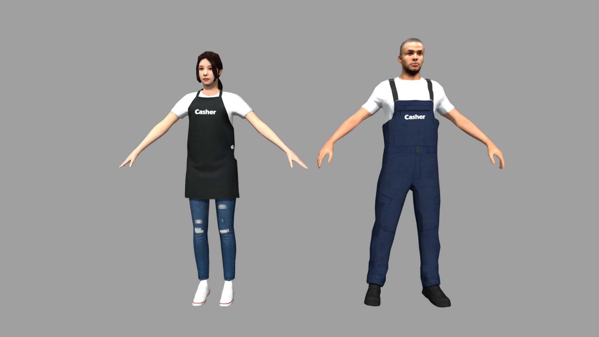 Male & Female Cashier Characters | Fab