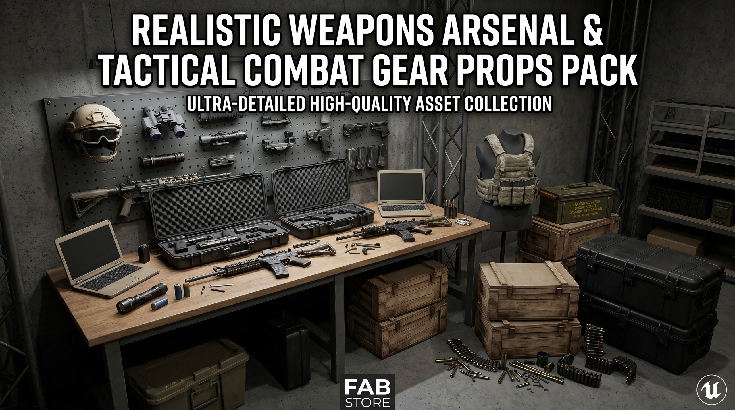 Realistic Weapons Arsenal & Tactical Combat Gear Props Pack | Fab