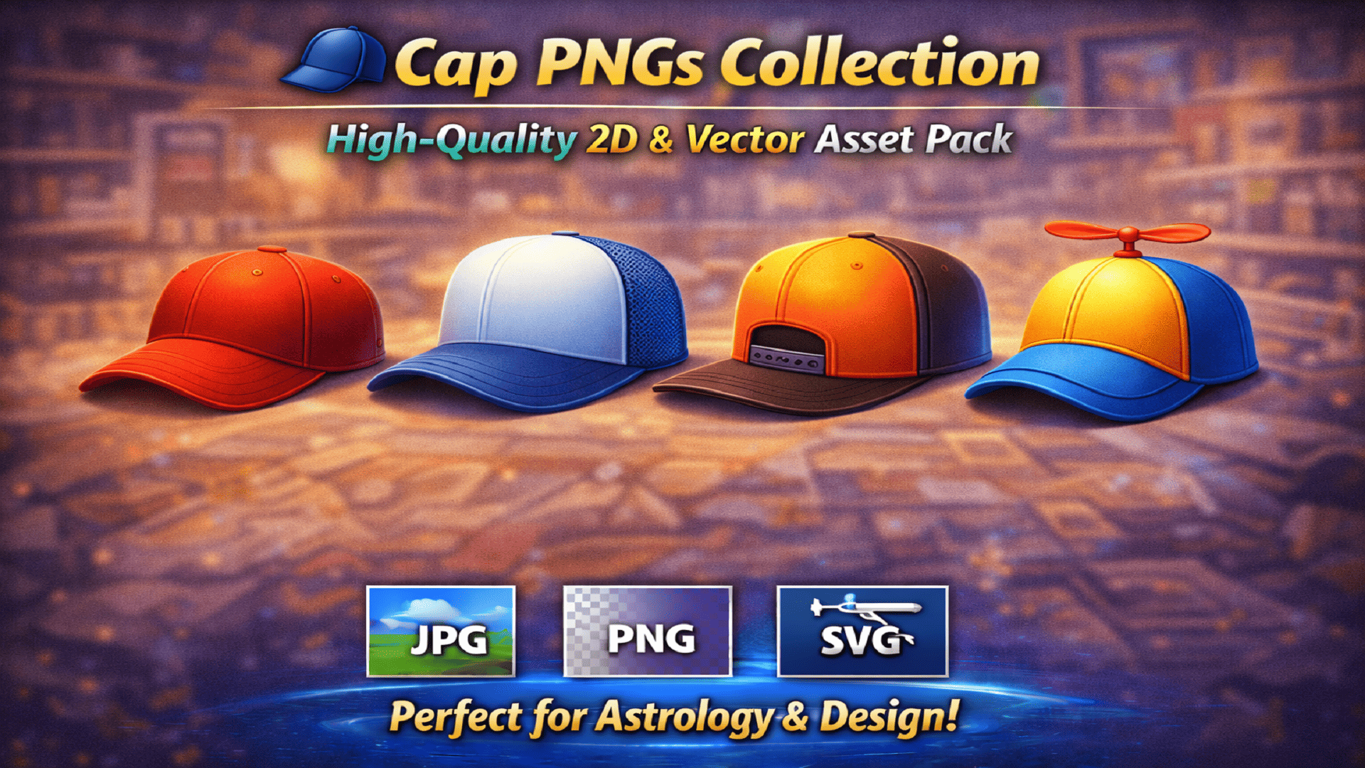 🧢 Cap PNGs Collection – High-Quality 2D & Vector Asset Pack | Fab