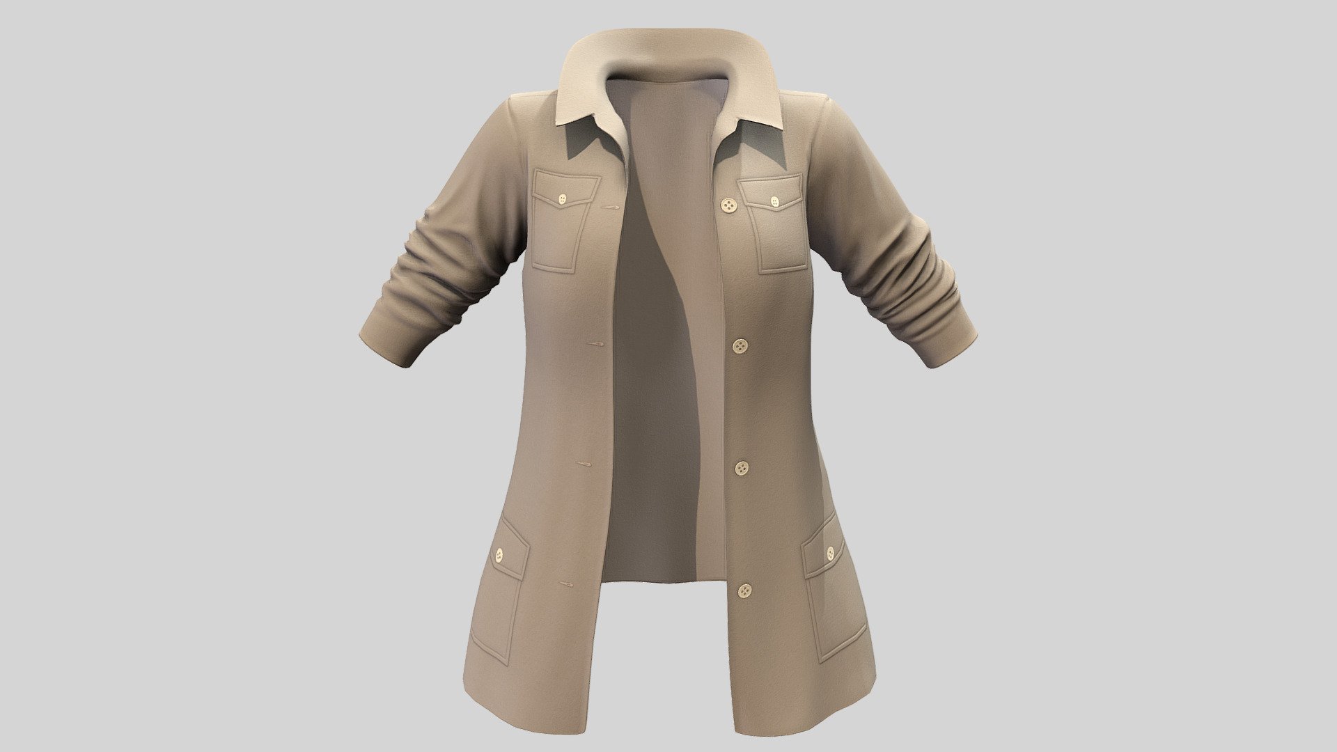 Female Short Trench Safari Coat Jacket Overcoat With Gathered Sleeves | Fab