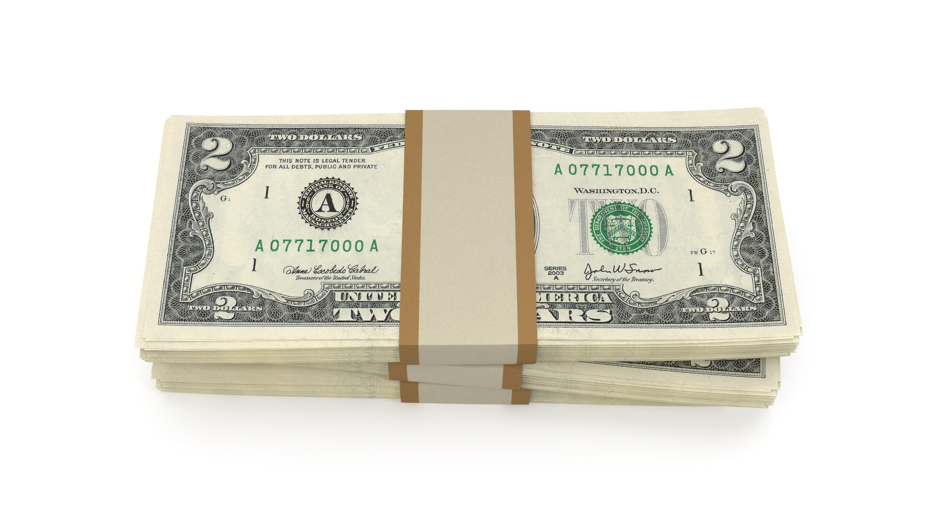 Packs of 2 Dollar Bills | Fab
