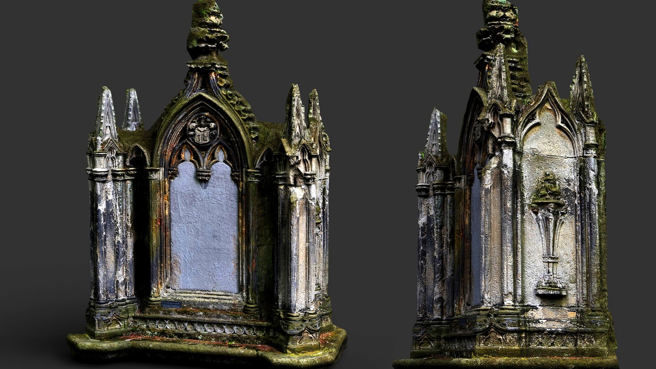 graveyard mossy tombstone monument PBR photogrammetry | Fab