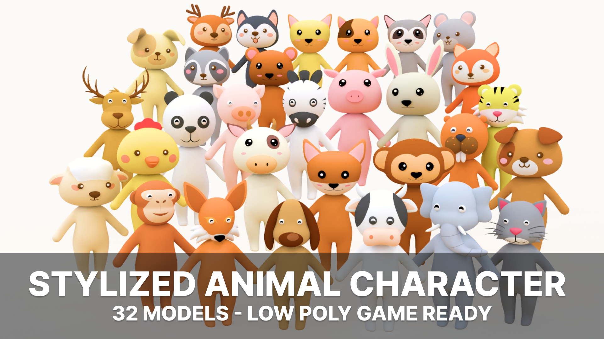 Stylized Animal Characters Pack – 30 Models – Low Poly Game Ready | Fab