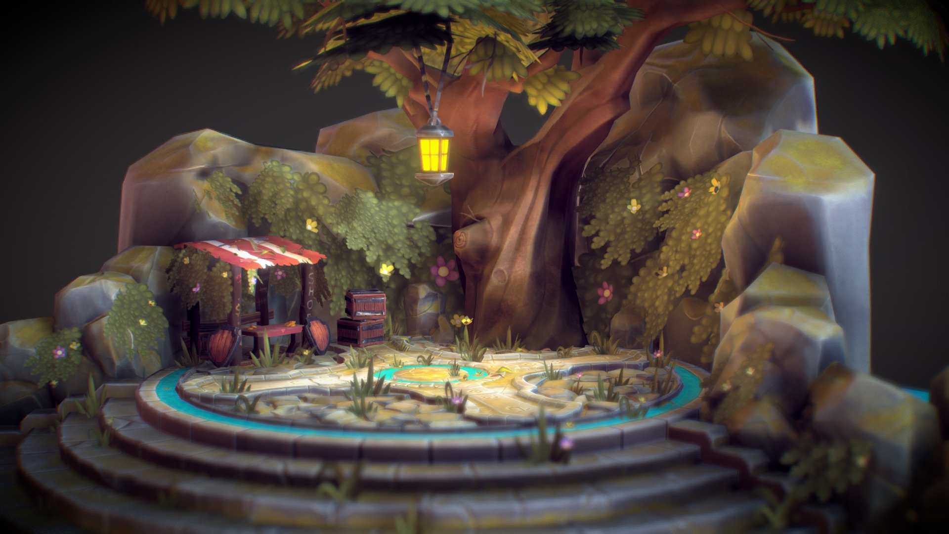 Stylized MOBA Fountain Base | Fab