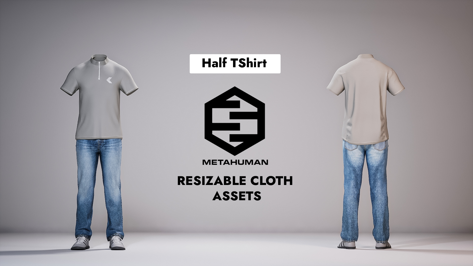 Half T-Shirt Outfit for MetaHuman (Resizable | T-Shirt, Jeans & Shoes ...