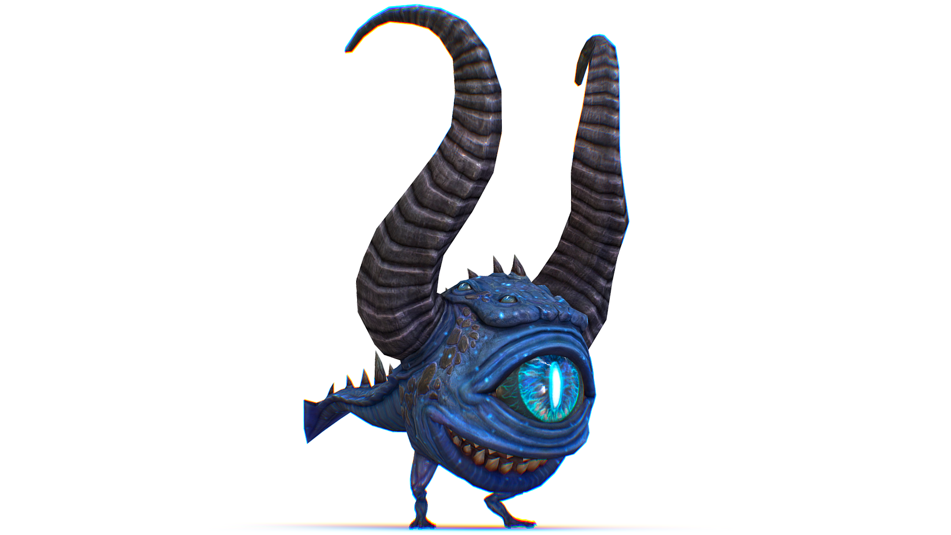 Watcher Monster Lizard One Big Eye Creature Character Mutant Horns Claw ...
