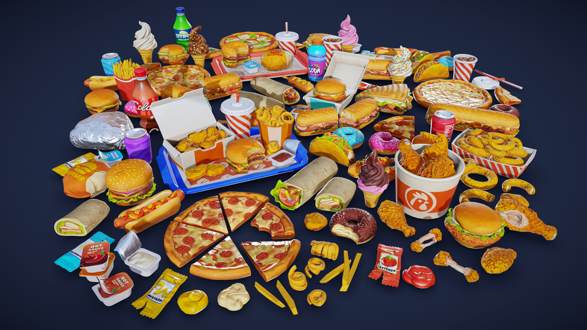 Stylized Fast Food / Junk Food Collection - Game Ready | Fab