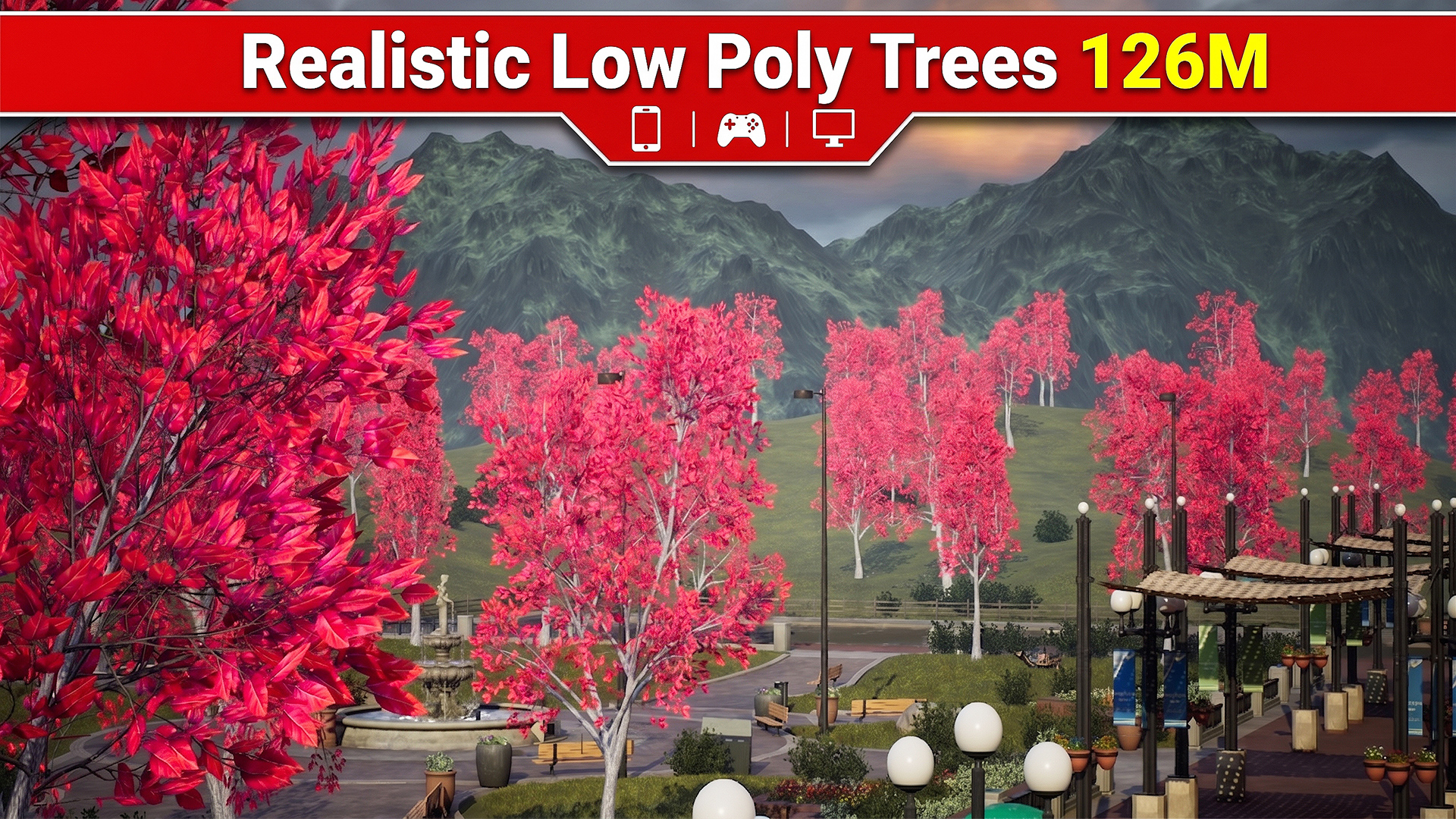 Realistic Low Poly Autumn Trees 126M | Fab