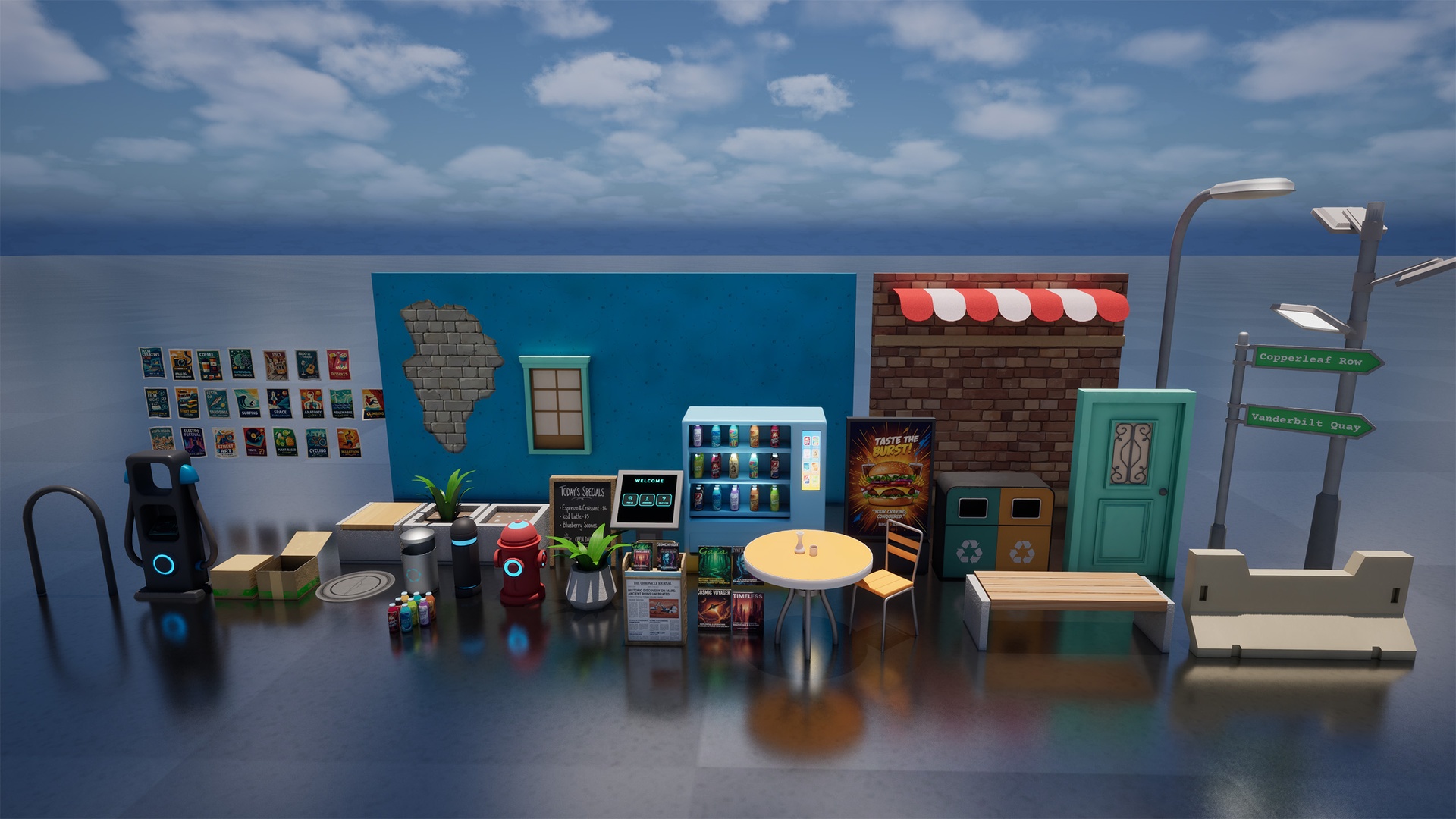 Modern City - Stylized Modern City Prop Pack - Lowpoly | Fab