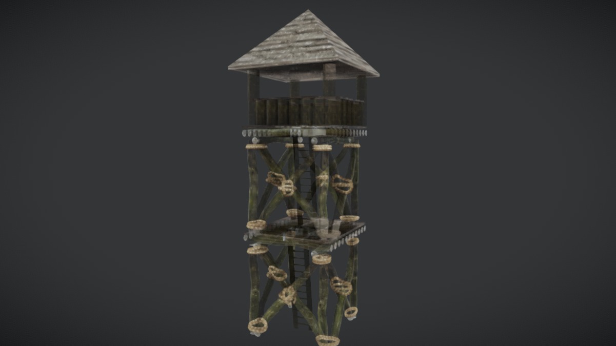 Medieval Wooden Watchtower 4KPBR, Unit, Unreal Packed Trimsheet texture ...